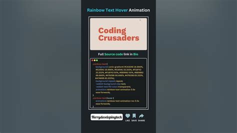🌈 Rainbow Text Hover Animation With Css 🎨🖱️shortvideo Shorts Htmlcssjs Style Csslibrary