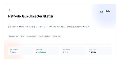 Maîtriser Lidentification De Caractères En Java Labex