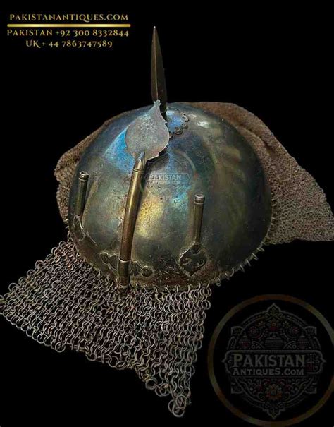 Exquisite 18th Century Wootz Kullah Khud Helmet With Original Chainmail