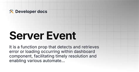 Server Event Developer Docs