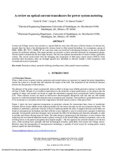 Pdf A Review On Optical Current Transducers For Power System Metering