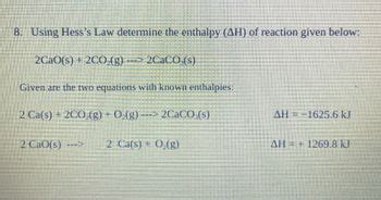 Answered Using Hess S Law Determine The Bartleby