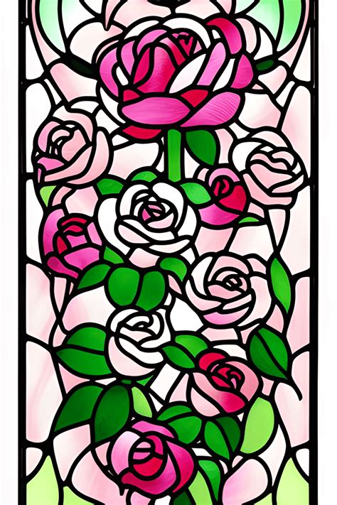 Vivid Bright Rose Stained Glass Window Detailed Illustration · Creative