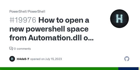 How To Open A New Powershell Space From Automationdll On Disk And