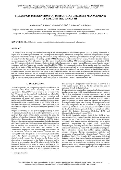 Pdf Bim And Gis Integration For Infrastructure Asset Management A Bibliometric Analysis