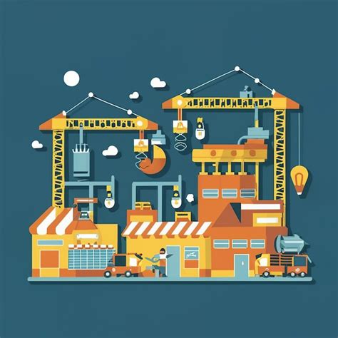 2d Vektor Illustration Farbenfroher Maschinenarbeiter Und Industrie Und
