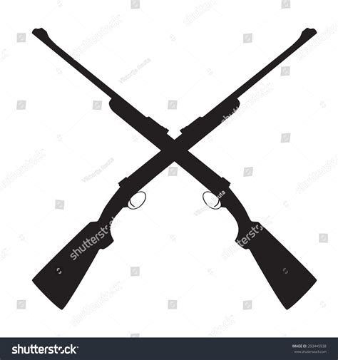 Two Crossed Rifle Vector Illustration Hunting Rifle Sniper Rifle Old