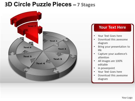 D Circle Puzzle Diagram Stages Slide Layout Ppt Templates PowerPoint Presentation