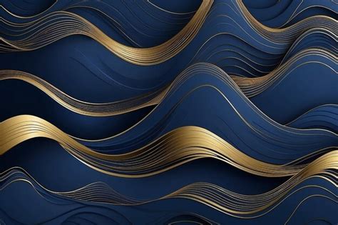 Premium Photo Navy Blue Gold Abstract Wave Line Arts Background Vector