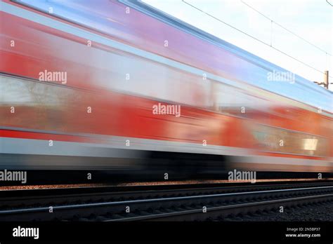 Rush Pasting Express Train Germany Stock Photo Alamy