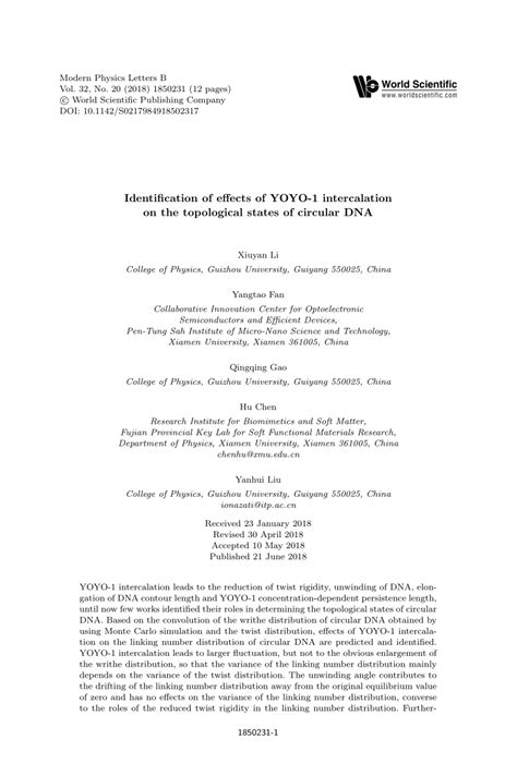 PDF Identification Of Effects Of YOYO 1 Intercalation On The