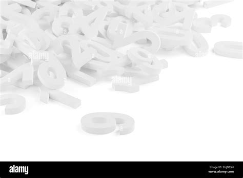 White Random Digit Numbers Heap Background Over White Background Algebra Education Or Science