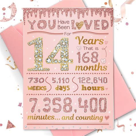 Tsvate 14th Birthday Card 14 Year Old Girl Ts 14th
