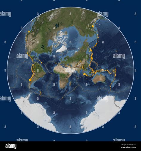 Arabian Tectonic Plate On The Blue Marble Satellite Map In The Lagrange Oblique Projection