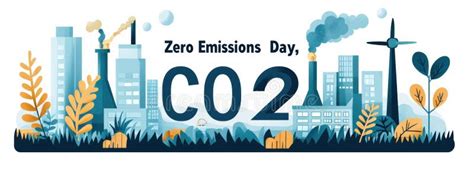 Flat Design Poster For Zero Emissions Day Featuring Bold Co2 Letters At
