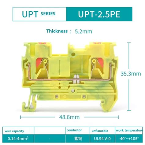 2 5mm2 Phoenix Replacement Feed Through Push In Connection Spring Terminal Block Connector
