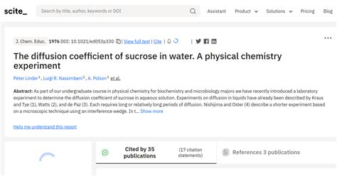 The Diffusion Coefficient Of Sucrose In Water A Physical Chemistry