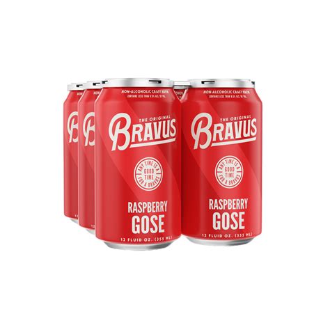 Bravus Raspberry Gose Non Alcoholic 6 Pack Of 12 Oz Can