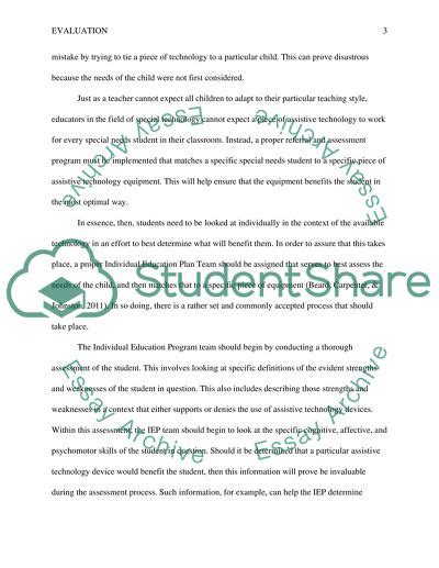 Assistive Technology Evaluation Assignment Example Topics And Well