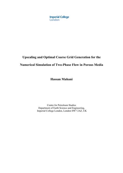 pdf upscaling and optimal coarse grid generation for the numerical