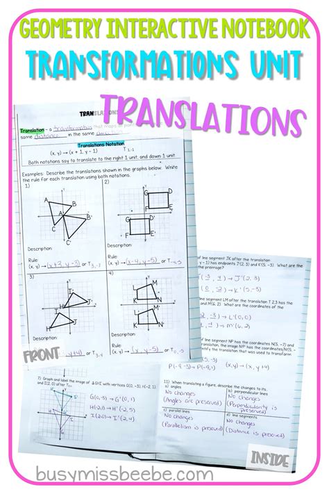 Transformations Unit Geometry Interactive Notebook Artofit