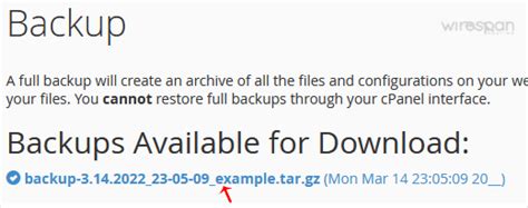 How To Generate And Download A Full Backup Of Your Cpanel Account Knowledge Base Wirespan