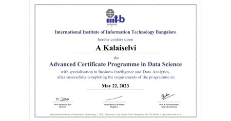 Kalaiselvi Alagarsamy On Linkedin Advanced Certificate Programme In