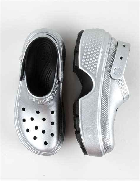 Crocs Stomp Metallic Womens Clogs Silver Tillys