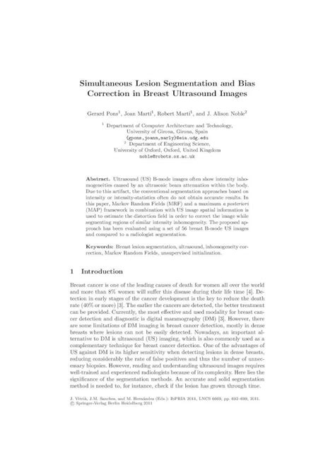 Pdf Simultaneous Lesion Segmentation And Bias Correction In Eia