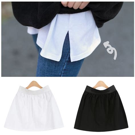 Women Mini Skirt Muslimah Black White Cotton Skirt Extender Summer