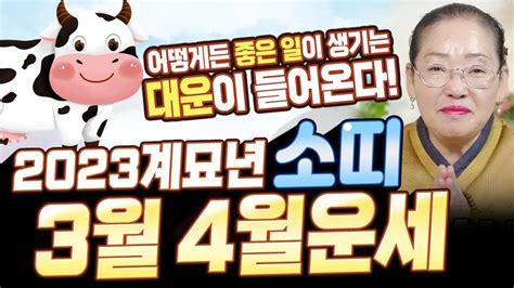 운을 하나 놓치더라도 다른 경사가 생긴다 어떻게든 좋은 일이 생기는 대운이 드는 나이는 2023 계묘년 소띠의 3월 4월