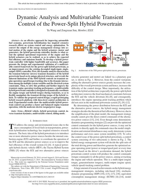dynamic analysis and multivariable transient pdf hybrid vehicle