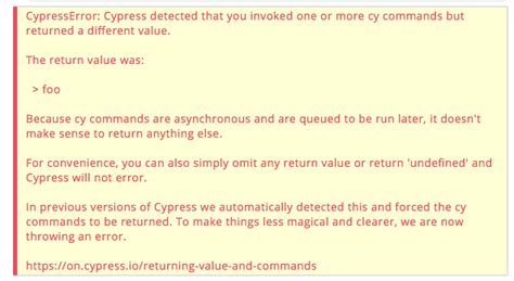 throw when a value other than `cy` is returned from a test or command function · issue 463