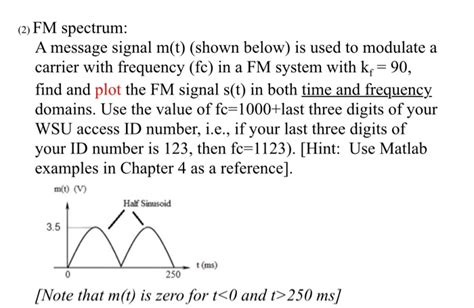 Solved 2 Fm Spectrum A Message Signal Mt Shown Below