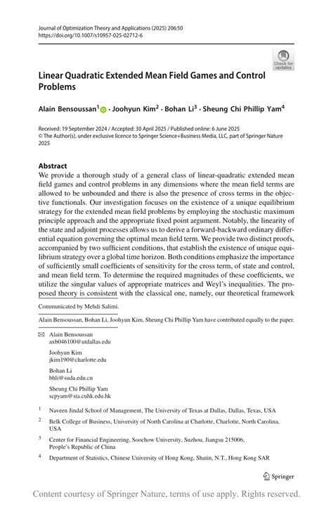 Linear Quadratic Extended Mean Field Games And Control Problems Request Pdf