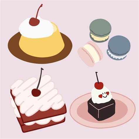 Premium Vector Korean Cute Desserts Vector Illustration