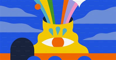 배경에 무지개가 있는 고양이의 다채로운 그림 벡터 Unsplash의 벡터 이미지