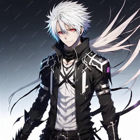 Male Anime Character With White Hair And Red Eyes Generated By Ai
