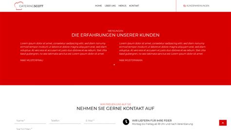 Layout Catering OnePager Website Layouts