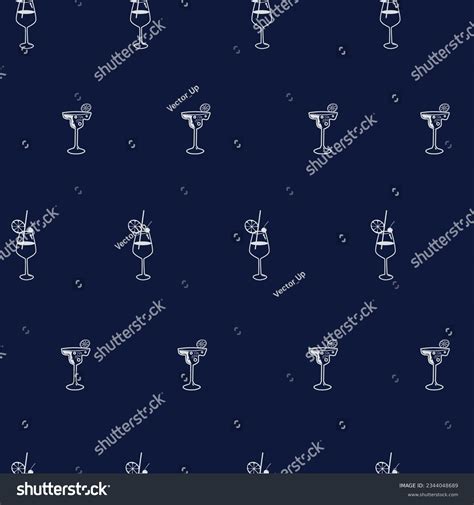 Seamless Pattern Cocktail Beverages Sketch Background Stock Vector