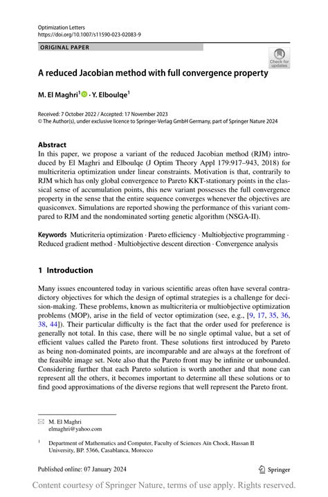 A Reduced Jacobian Method With Full Convergence Property Request Pdf