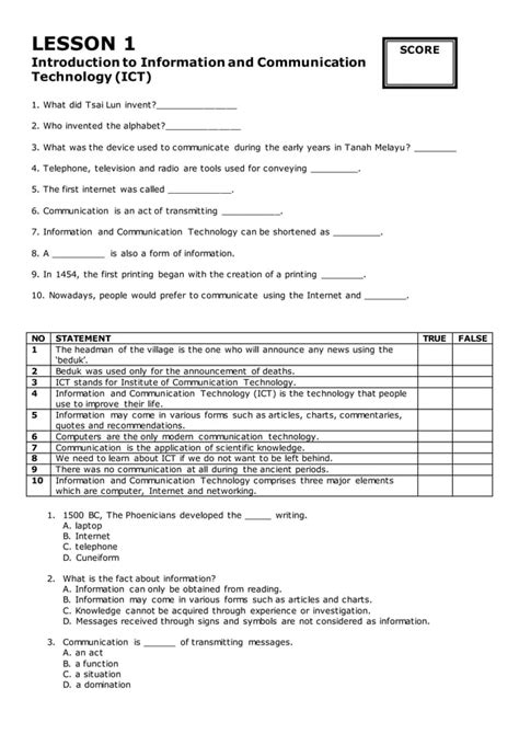 Lesson 1 Introduction To Ict Pdf