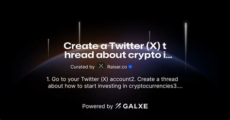 Create A Twitter X Thread About Crypto Investing For Beginners