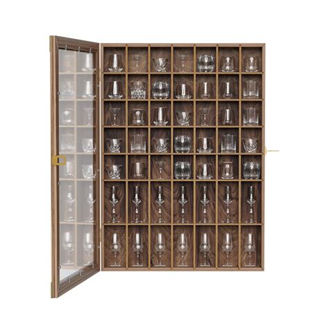 Tcatec Lockable Shot Glass Display Case Rustic Wood Shot Glasses Holder