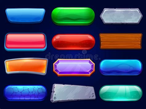 Game UI Buttons. Mobile Application Interface Elements. Cartoon ...