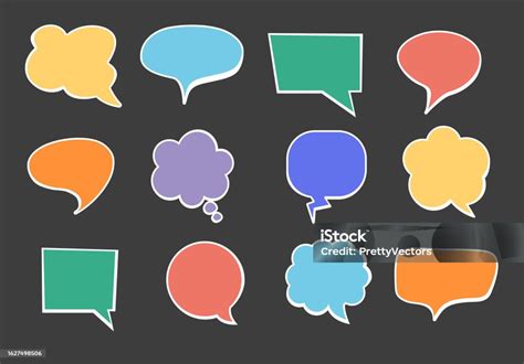 복고풍 말풍선 모양 빈티지 토크 버블 격리 세트 벡터 평면 그래픽 디자인 그림 Brand Name Online Messaging