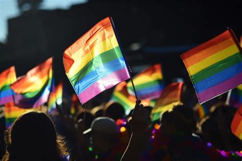 Premium Photo Photo A Crowd With Lgbt Rainbow Flags