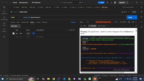 Php File Upload Error Unable To Create A Temporary File In Herd