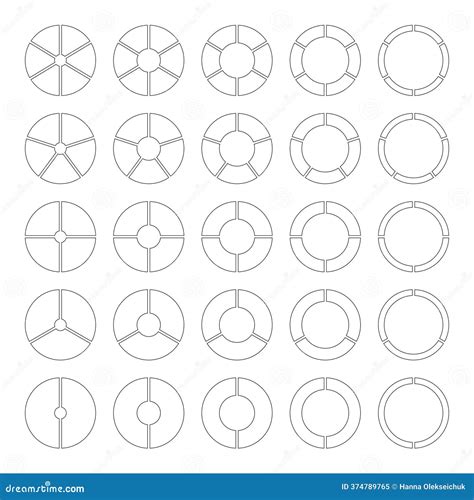 Circle Division From 1 To 12 On Equal Parts Wheel Round Divided Diagrams With Segments