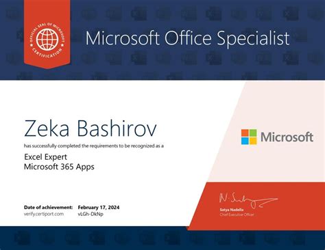 Zəka Bəşirov On Linkedin Microsoftexcel Excelexpert Certified 43